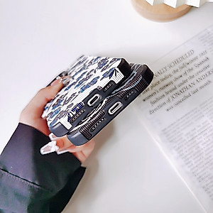 INJPCUCA Designed for iPhone 14 Pro Max Case Cute Wave Pattern Design Black Protective Case for Women Girls PU Leather Silicone Slim Shockproof Cover for iPhone 14 Pro Max 6.7", Beige White