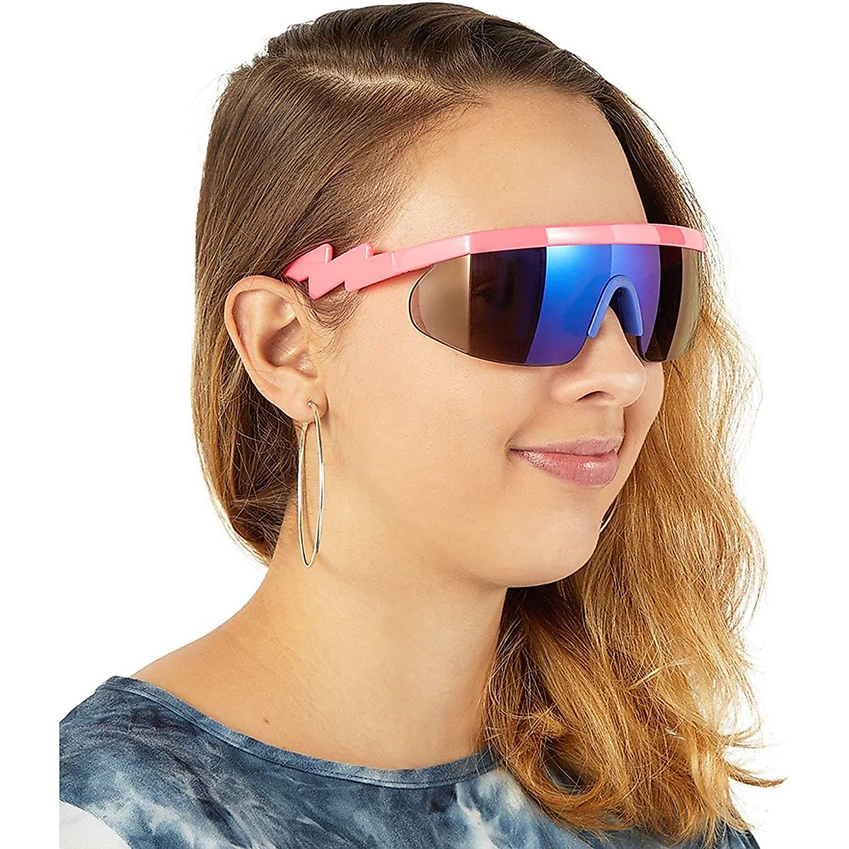 Zodaca Neon 80's Sunglasses for Rave Accessories, Rimless Mirrored Glasses (3 Pack)