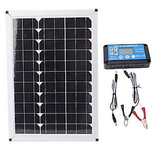 Cryfokt 100W Solar Panel Kit, Monocrystalline Solar Module with Waterproof 20A 12V 24V Controller, Lightweight and Portable Solar Charger for Car Camping