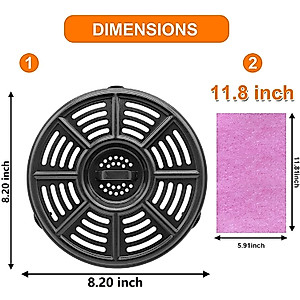 HQT 4QT Air Fryer Crisper Plate For Ninja Air Fryer, 8.2 inch Professional Round Grill Plate Pan Tray with Rubber Feet for Ninja Foodi Pressure, Non-Stick, Dishwasher Safe