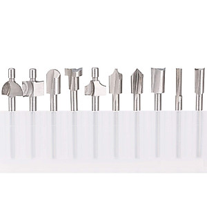 SPTA 10Pc HSS Router Carbide Engraving Bits & 10Pcs Router Bit 1/8"(3mm) Shank for Rotary Tools for DIY Woodworking, Carving, Engraving, Drilling