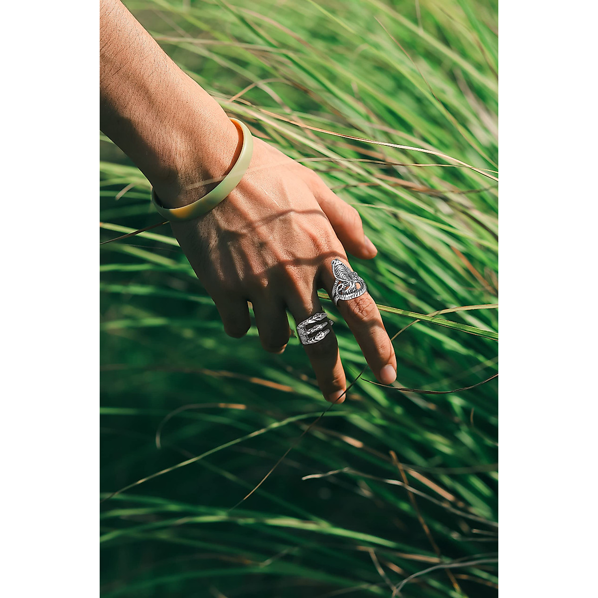 LiHan1028 10 Pieces of Vintage Punk Ring Dragon Snake Octopus Adjustable Ring