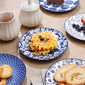 Selamica Ceramic Dessert Plates Set of 6, Small Salad Plates 6 Inch Appetizer Plates for Kitchen, Mini Dinner Plates for Cake Snacks Side Dish, Microwave Dishwasher Safe, Gift, Vintage Blue