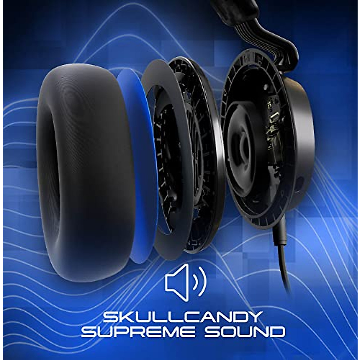 Skullcandy SLYR Multi-Platform Over-Ear Wired Gaming Headset, Works with Xbox Playstation and PC - Blue