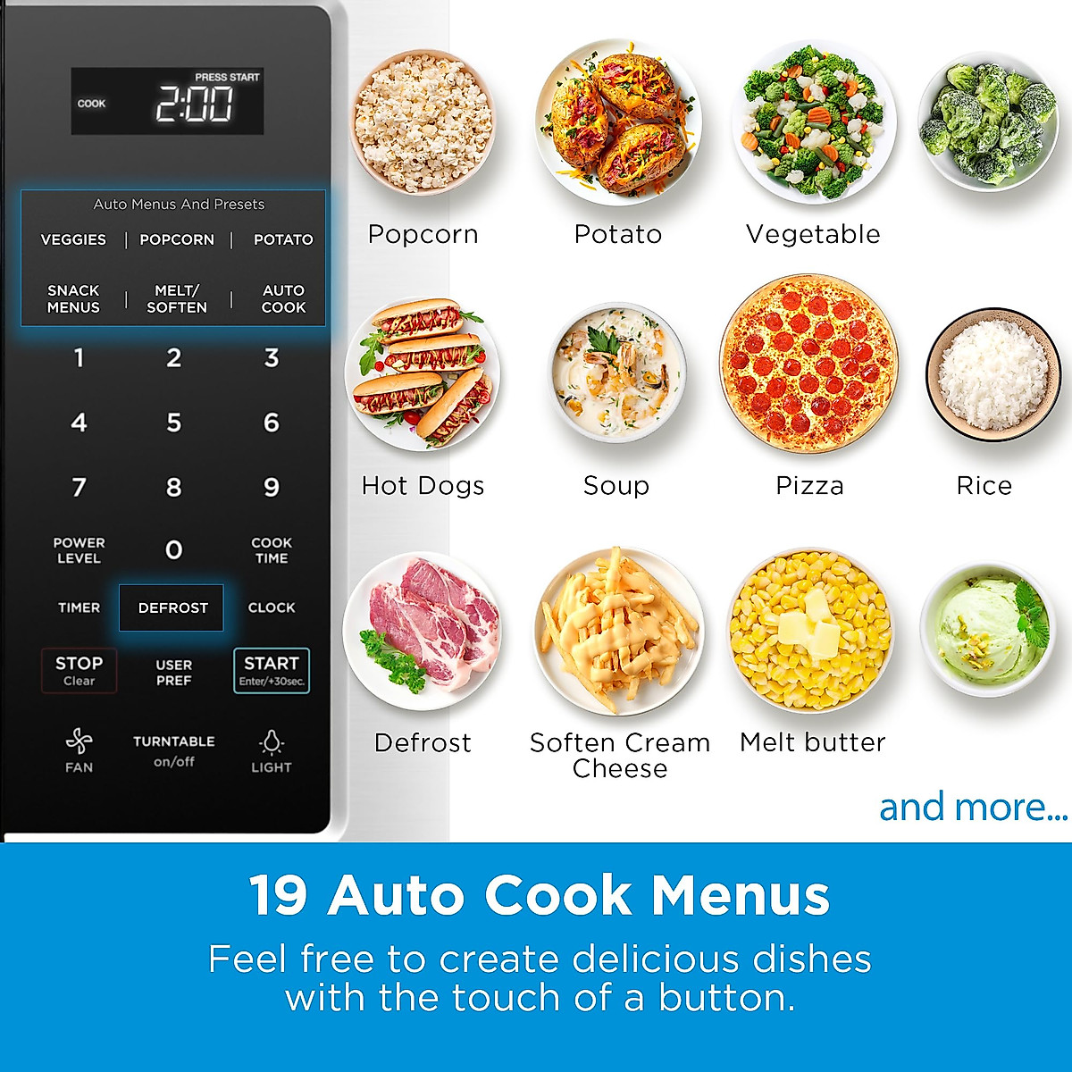 Midea MOR17BSA-SS 1.7 Cu.ft. Over The Range Microwave Oven with Smart Touch Panel, Auto Cooking Menu, 1000 W, 300 CFM Ventilation, in Stainless Steel