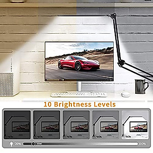 LED Desk Lamp,Eye-Caring Swing Arm Desk Lamp with Clamp,Architect Desk Light,12W Dimmable Table Lamp for Home Office with USB,3 Lighting Modes with 30 Brightness,2022 Newly Upgraded Ultra-Thin Model