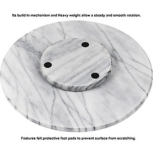 Greenco White Marble Lazy Susan Round Turntable, Handcrafted, 12”.