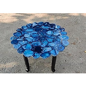 36 x 36 Inches Blue Agate Stone Resin Dining Table Top Round Shape Marble Office Table with Luxurious Look