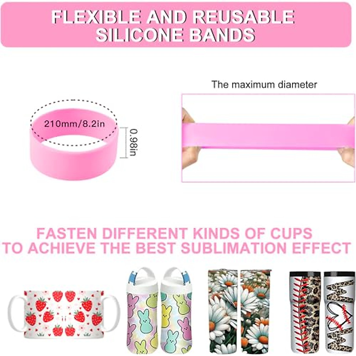 Sublimation Blanks Silicone Bands for Sublimation Tumbler Heat Resistant Gloves Tape Sleeve Accessories Kit for 20 30 oz Skinny Straight Cups for Cricut Mug Press Machine Wrap Bundle Tumbler in Oven