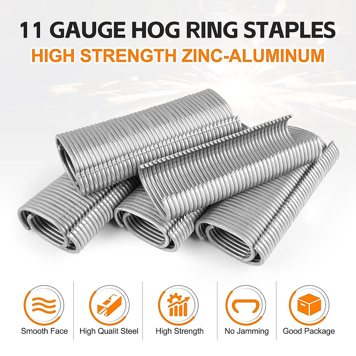 KIMSING 11 Gauge C50 Zinc-Aluminum Alloy Hog Ring Staples 1-3/4" (45 mm) Crown, 1600 PCS/Box, C Ring Staples Fasteners for Heavy Duty Wire Fencing, Gabion