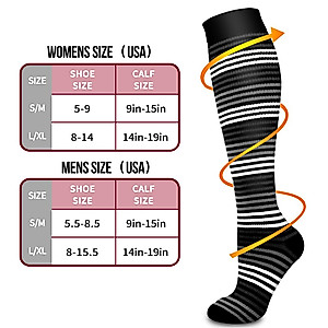 Bluemaple Copper Compression Socks Women & Men Circulation - Best for Running, Nursing, Hiking, Recovery, Flight & Travel Socks, Large-X-Large