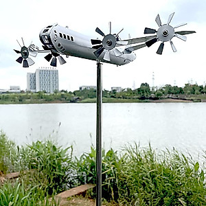 MAGIKEY B-29 Super Fortress Wind Spinner 3D Unique and Magical Metal Windmill Outdoor Wind Sculpture Kinetic Sculpture for Yard/Garden/Decor Decoration