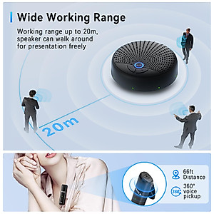 Conference Speakerphone, BALILA Wireless Conference Speaker with 5 Microphones, Portable Omnidirectional Computer Microphone for Streaming, Call Speaker Skype, Webinar, Interview