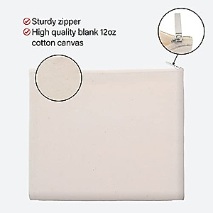 Muka 6 Pack Navy Canvas Cosmetic Bag 9-1/2 x 8 Inches Pencil Zipper Pouch