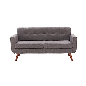 Tbfit 65" W Loveseat Sofa, Mid Century Modern Decor Love Seat Couch, Button Tufted Upholstered Love Seats Furniture for Living Room (Dark Grey)