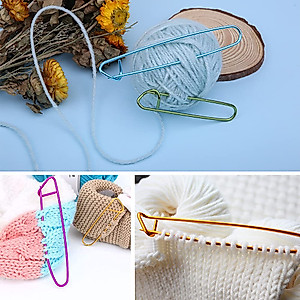 18 PCS Knitting Stitch Holders,6 Sizes Yarn Stitch Holder Set for Crochet Knitting Needle Aluminum Stitch Holders Safety Pins with 100 Locking Stitch Markers