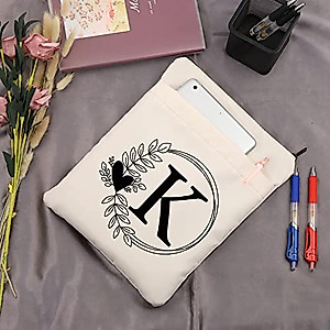 HOLLP Alphabet Book Cover A/C/J/K/M/Letter Initial Waterproof Zipper PouchInitial English Book Sleeve(K-Book Sleeve)