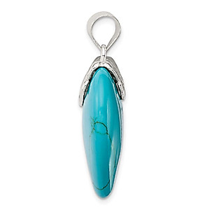 Sterling Silver Rhodium-plated Turquoise Heart Stone Pendant QQP2128