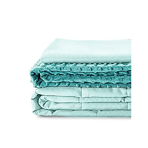 YnM Weighted Blanket and Duvet Covers — Hot and Cold Duvet Cover Set (3 Pieces) — (Green, 60''x80'' 25lbs), Suit for One Person(~240lb) Use on Queen/King Bed