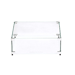 Celestial Fire Glass 12" Square Drop-in Burner Pan and Glass Flame Guard Bundle