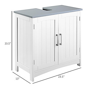 Light Grey Top Pedestal Sink Storage Cabinet, Under Sink Cabinet, Pedestal Sink Storage Bathroom Vanity Cabinet with U-Shape and Adjustable Internal Shelf, 23.5" W x 13" D x 23.5" H