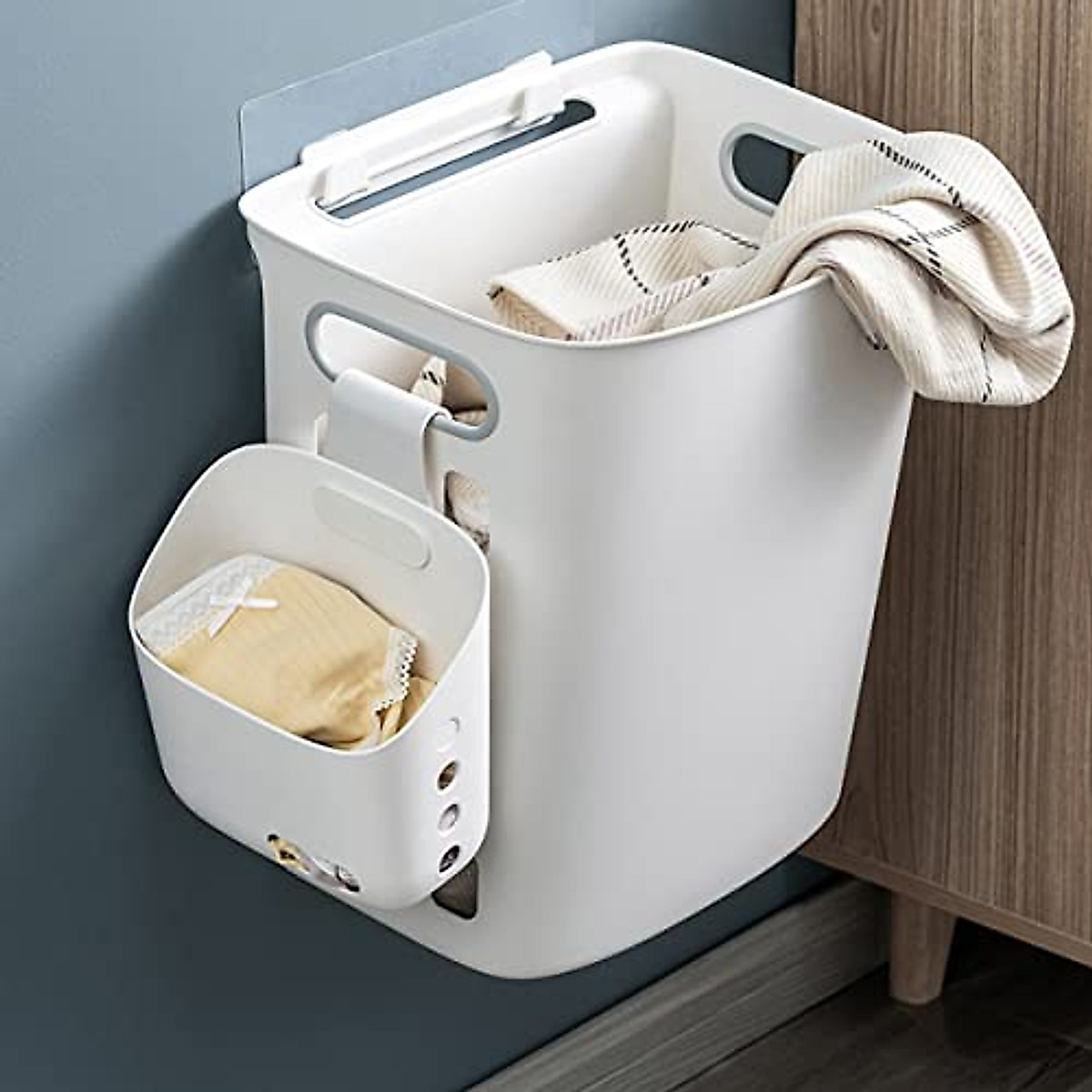 MORNITE 3 Pcs Hanging Shower Basket Caddy, Portable Walll Storage Organizer with Hooks for Bathroom Kithcen Dorm College, White