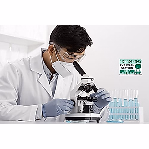 Kachy Signs - (Set of 2) Emergency Eye Wash Station Sign - 10" x 7" - Durable Self Adhesive 4 Mil Vinyl - Laminated - Fade & Scratch Resistant - Waterproof – OSHA Approved Eyewash Station Sticker for Lab, School or Hospital