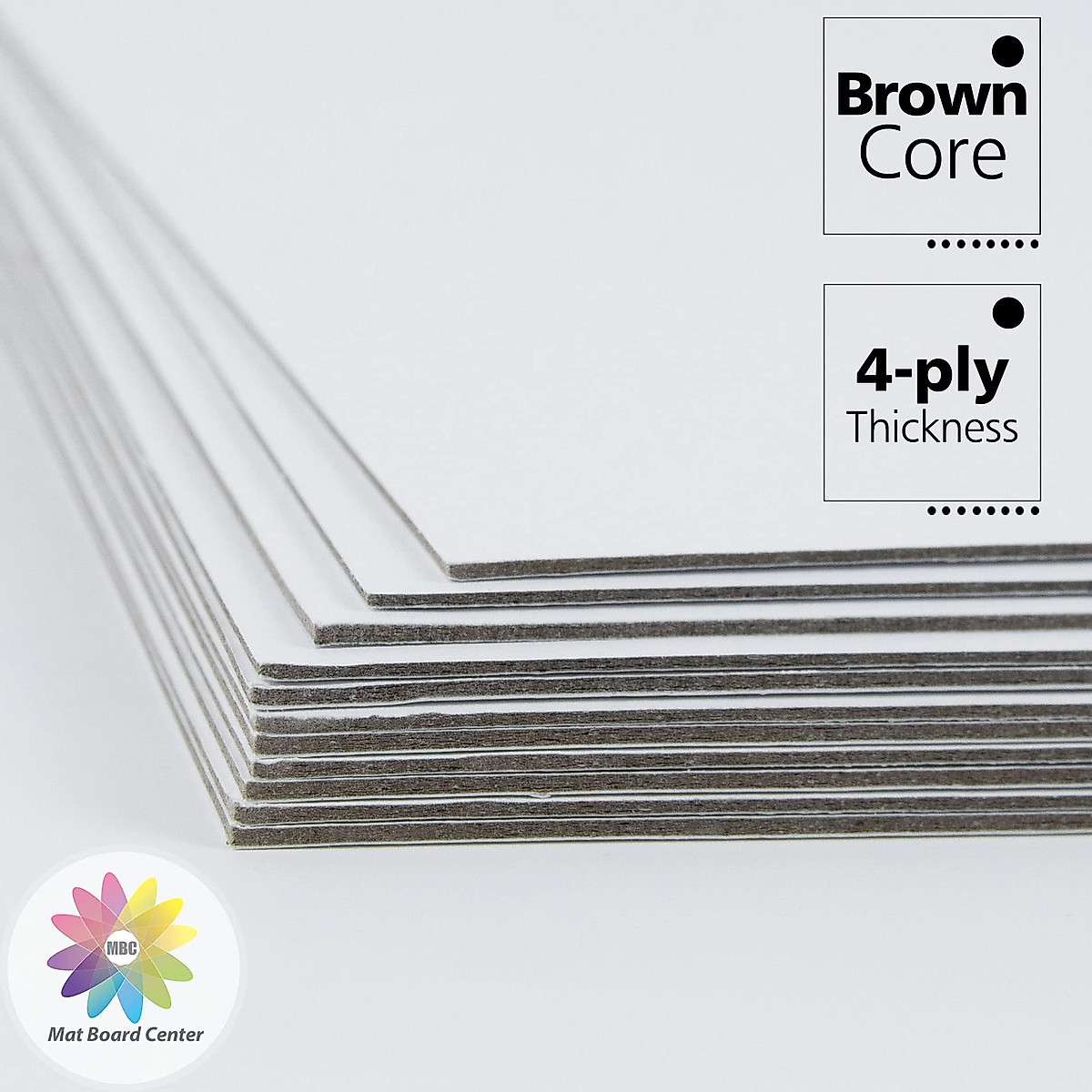 Mat Board Center, Pack of 25, 8.5x11 White Backing Boards, 4-Ply Thickness Cardboard for Picture/Photo/Framing Back Support