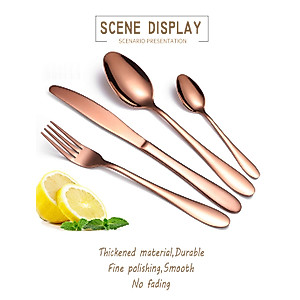 AARainbow 9 Pieces Stainless Steel Flatware Set Portable Reusable Cutlery Set Travel Utensils Set Including Chopsticks Knife Fork Spoon Straws Cleaning Brush Dishwasher Safe (9 Rose Gold)