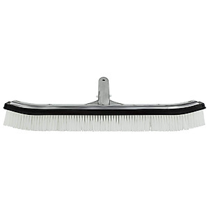 Poolmaster 20172 18-Inch Heavy Duty Aluminum-Back Swimming Pool Wall Brush with Durable Nylon Bristles, Premier Collection, Silver