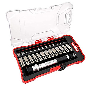 HAUTMEC 14 in 1 Hobby Knife Craft Knife Set SK5 for DIY Art Work Cutting - 1 Handles and 13 Spare Blades with Storage Case for Craft, Hobby, Carving, Art Modeling and Scrapbooking HT0109-HK