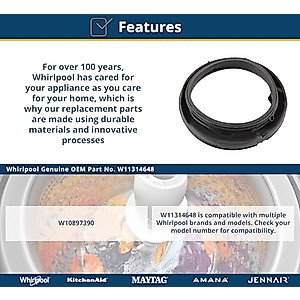 Whirlpool W11314648 OEM Front Load Washer Door Boot Seal Part-Replaces W10897390