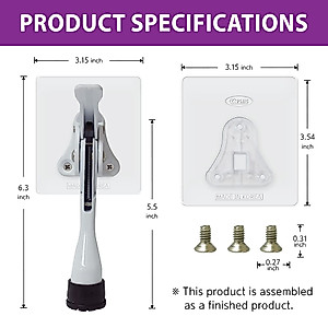 Door Stopper with Adhesive Bracket Stickers, No Drilling or Tools Needed, Available for All Doors, Door Holder, Heavy Door Stop, KickDown Door Stoppers, Bottom of Door by HASHI (White/Bracket)