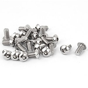 uxcell M5 x 10mm Stainless Steel Button Head Socket Cap Screw 25 Pcs