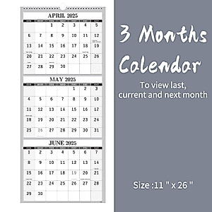 2023-2024 Wall Calendar – Apr.2023 - Jul.2024, 3 Month Calendar Vertical Display, 3-Month Wall Calendar 2023-2024, 11" x 26", Large Monthly Calendar, Lay- Flat, Holidays, Blocks, Perfect for Planning