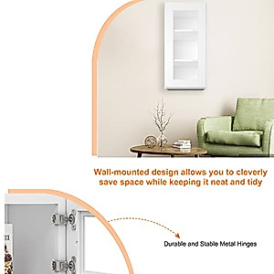 LOVMOR Wall Mounted Cabinet, Medicine Cabinet, Over-The-Toilet Storage with Soft Close Door & Adjustable Shelf for Bathrooms, Kitchens(Glass Not Included).