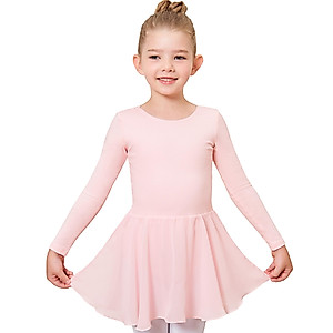 Stelle Ballet Leotards for Girls Long Sleeve Toddler Dance Leotard Outfits with Skirt Classic(Little/Big Kid) (Ballet Pink,5T)