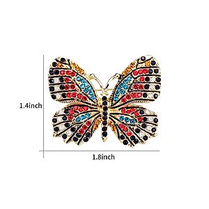 WeimanJewelry Lot 6pcs Multicolor Rhinestone Crystal Butterfly Brooch Pin Set for Women (Style 2)