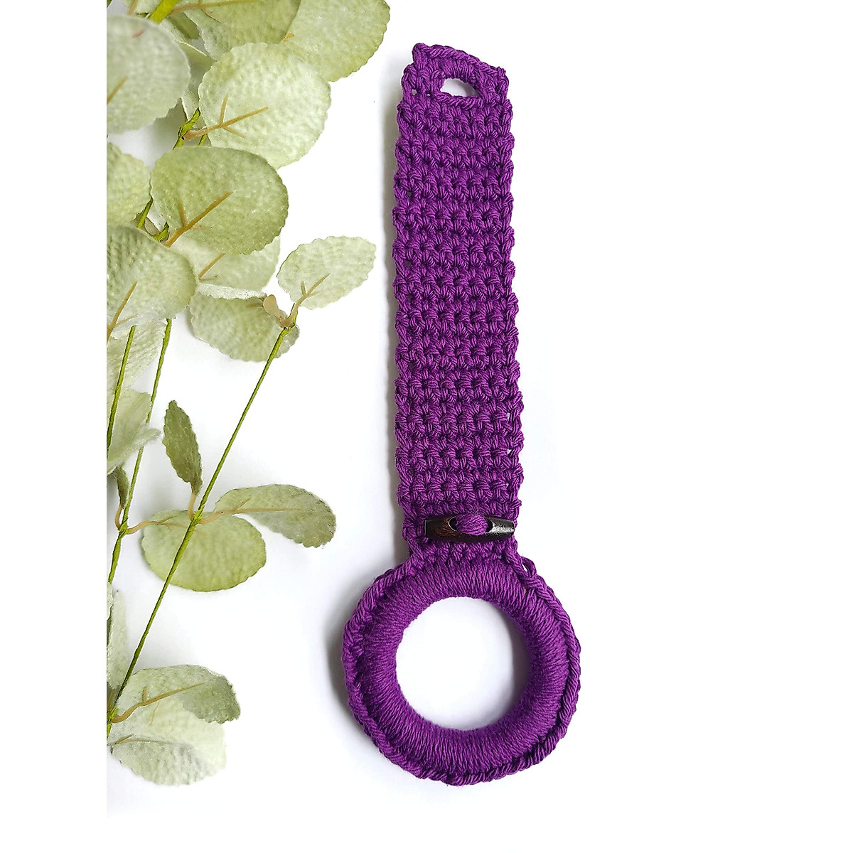 Hanging Kitchen towels ring - Towel holder for kitchen towels with hanging loop - Kitchen towel hanger unique House Warming Gift (Purple)