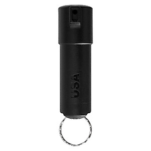 POLICE MAGNUM Pepper Spray Spin Top- SMALL & COMPACT Keychain for Security Protection- 1/2oz Black