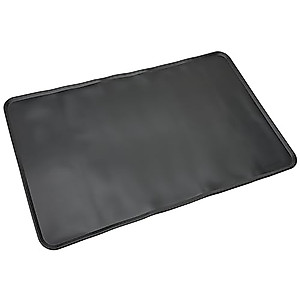 Amazon Basics Waterproof Anti-Slip Silicone Pet Food and Water Bowl Mat, 24 x 16 Inches, Black, Solid