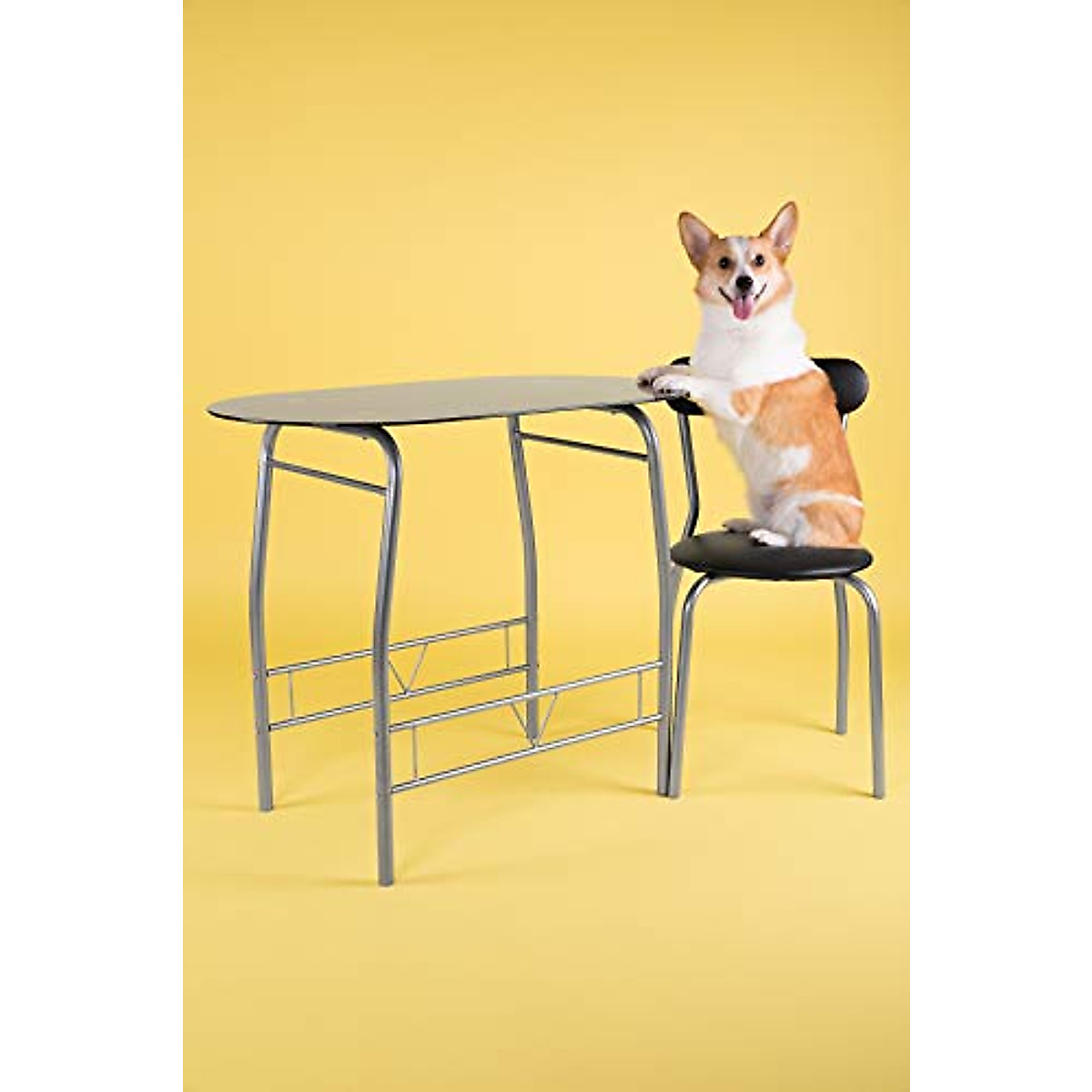 Flash Furniture Sutton 3 Piece Space-Saver Bistro Set with Black Glass Top Table and Black Vinyl Padded Chairs