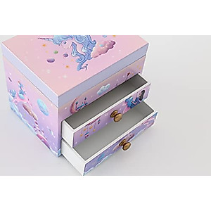 Agitation Unicorn Princess Wooden Musical Jewelry Box - Unicorn Gifts for Girls (Purple Unicorn3)