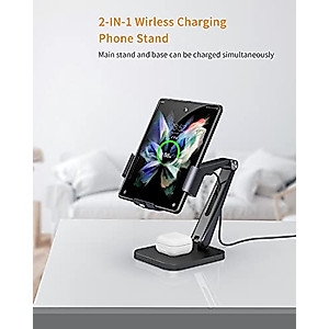 MAKAQI Wireless Charging Station for Z Fold 4/3/2, [3 Coils] 2 in 1 Fast Wireless Charger Stand for Samsung Galaxy Z Fold Series, Galaxy Buds 2 Pro/Buds Pro/Buds 2 / Buds Live