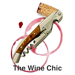 The Wine Chic Premium Professional Corkscrew Wine Opener with Elegant Wood Handle, Manual Wine Key with Foil Knife and Cap Bottle Opener for Bartenders, Waiters and Sommeliers