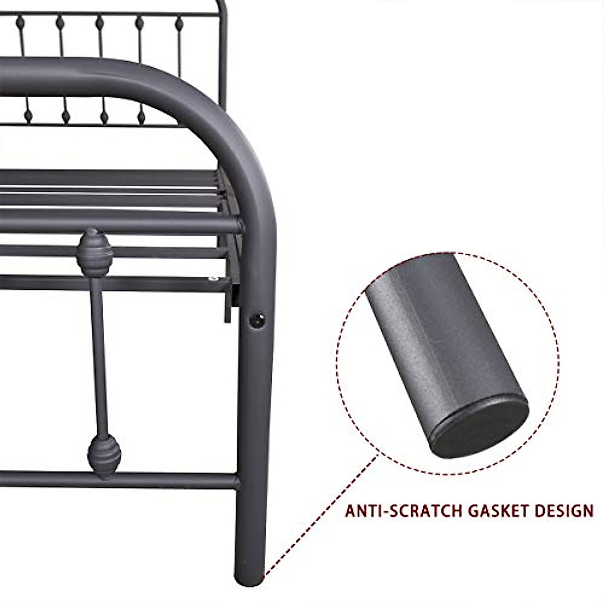 DUMEE Metal Twin Bed Frame with Vintage Headboard and Footboard Sturdy Premium Steel Slat Support No Box Spring Needed, Textured Black