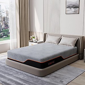 ESHINE 14 inch Queen Memory Foam Mattress - Queen Size Mattress with Cooling Gel Memory Foam for Pressure Relief, Green Tea Mattress in a Box for Comfort Sleep, CertiPUR-US Certified, Dark Grey