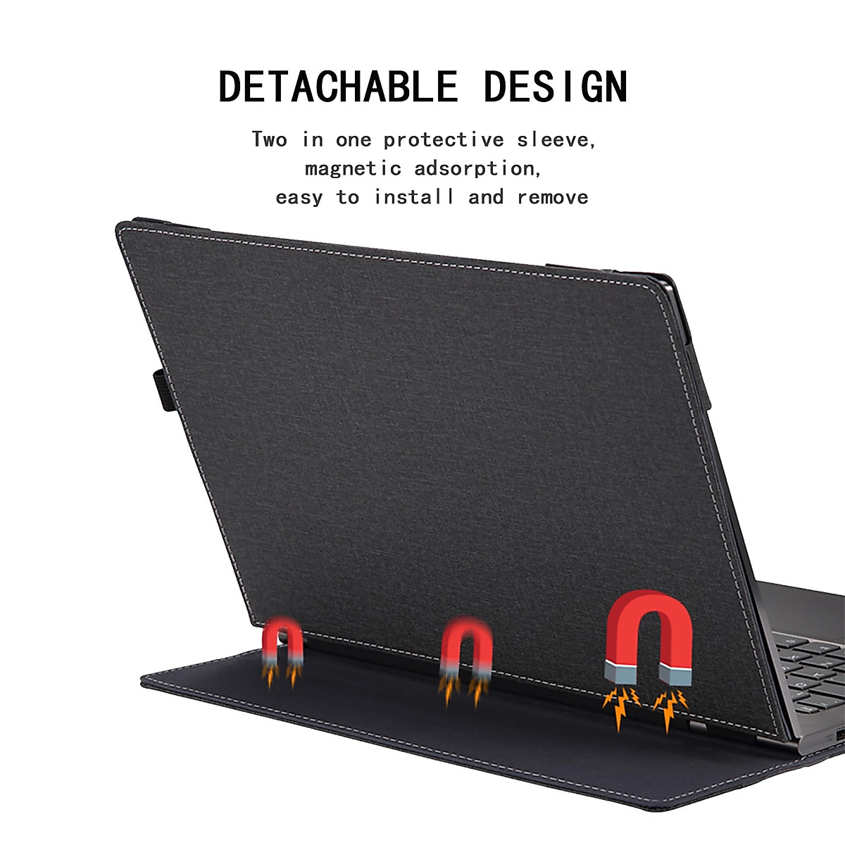 Cover Case for 15.6'' HP Envy x360 2-in-1 Laptop 15t-fe 15-fh 15z-fh 15-fe 15-ew 15t-ew 15z-ey & HP Pavilion x360 Convertible 15t-dw 15-er，PU Leather Protective Shell Detachable Laptop Bag(Dark Blue)