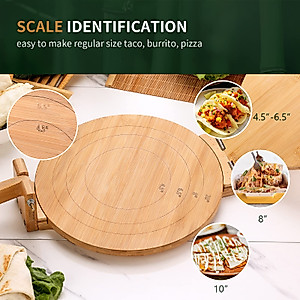 Ackitry Rotating Tortilla Press 10 Inch, Sturdy Bamboo Tortilla Maker with 100 Pcs Parchment Paper for Making Mexican Tortillera, Chapati, Comales Para Tortilla, Pataconera