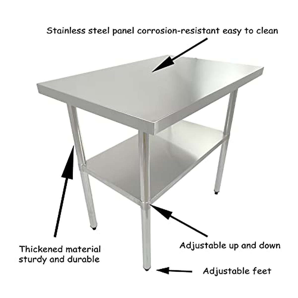 ERUPTA 24x48 inches NSF Commercial Stainless Steel Table for prep & Work Heavv Dutv Work Table for Reataurant.Hotel.Home Kitchen.Food Truck,BBQi (Table, 24x48x34inch)